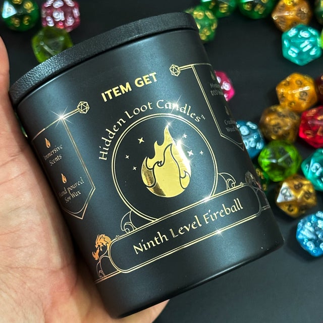 Ninth Level Fireball Scented Hidden Loot Candle